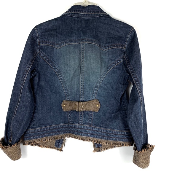 CAbi | Jackets & Coats | Cabi Denim Jacket With Brown Fringe Trim ...